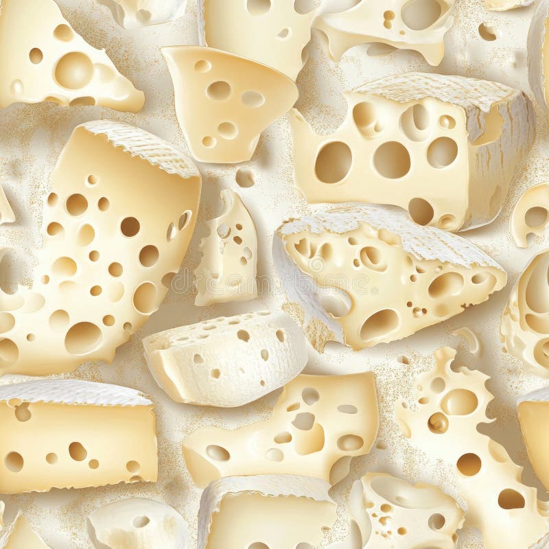 A Seamless and Playful Cheese Pattern Featuring Cheese Holes and ...