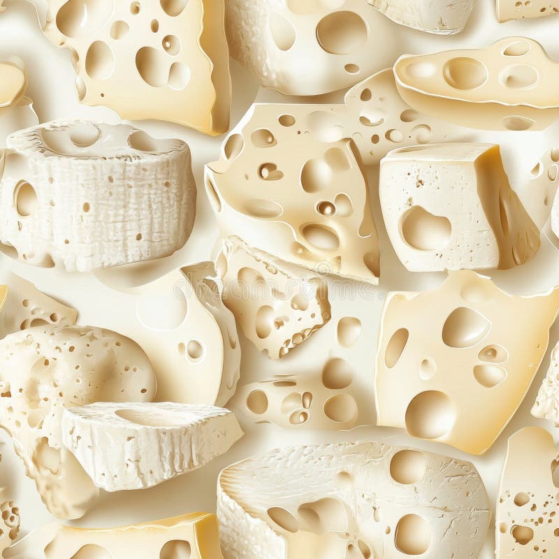 A Seamless and Playful Cheese Pattern Featuring Cheese Holes and ...
