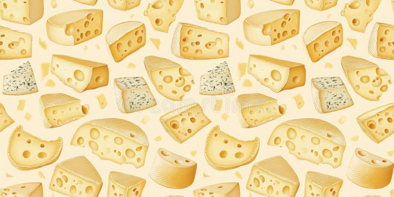 A Seamless and Playful Cheese Pattern Featuring Cheese Holes and ...