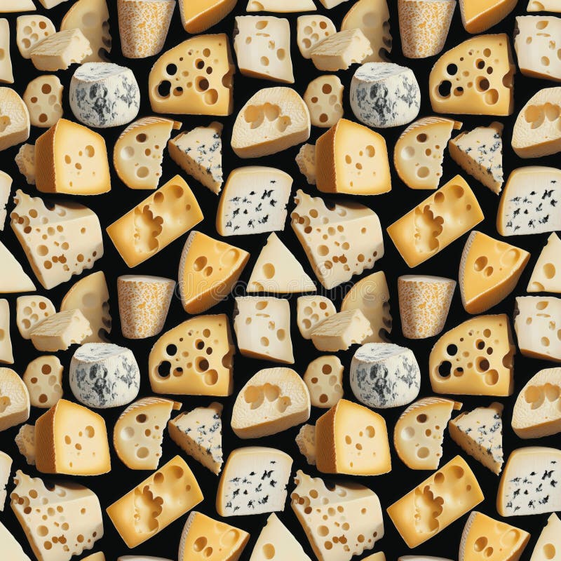 A Seamless and Playful Cheese Pattern Featuring Cheese Holes and ...