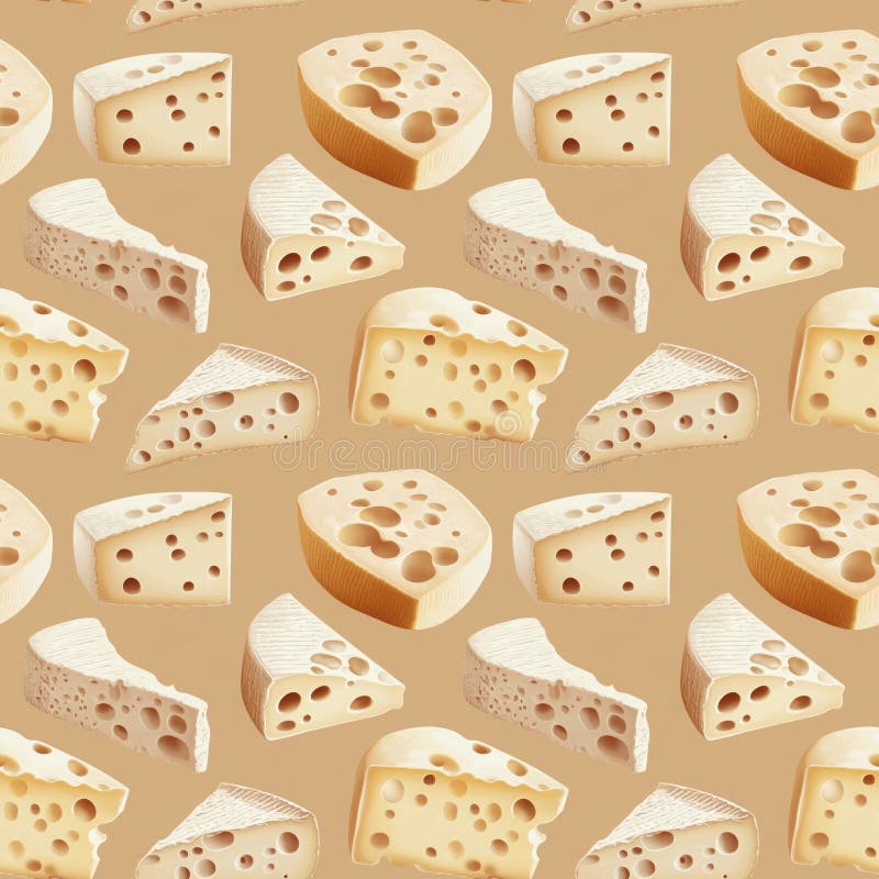 A Seamless and Playful Cheese Pattern Featuring Cheese Holes and ...