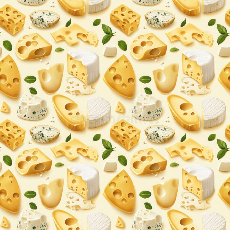 A Seamless and Playful Cheese Pattern Featuring Cheese Holes and ...