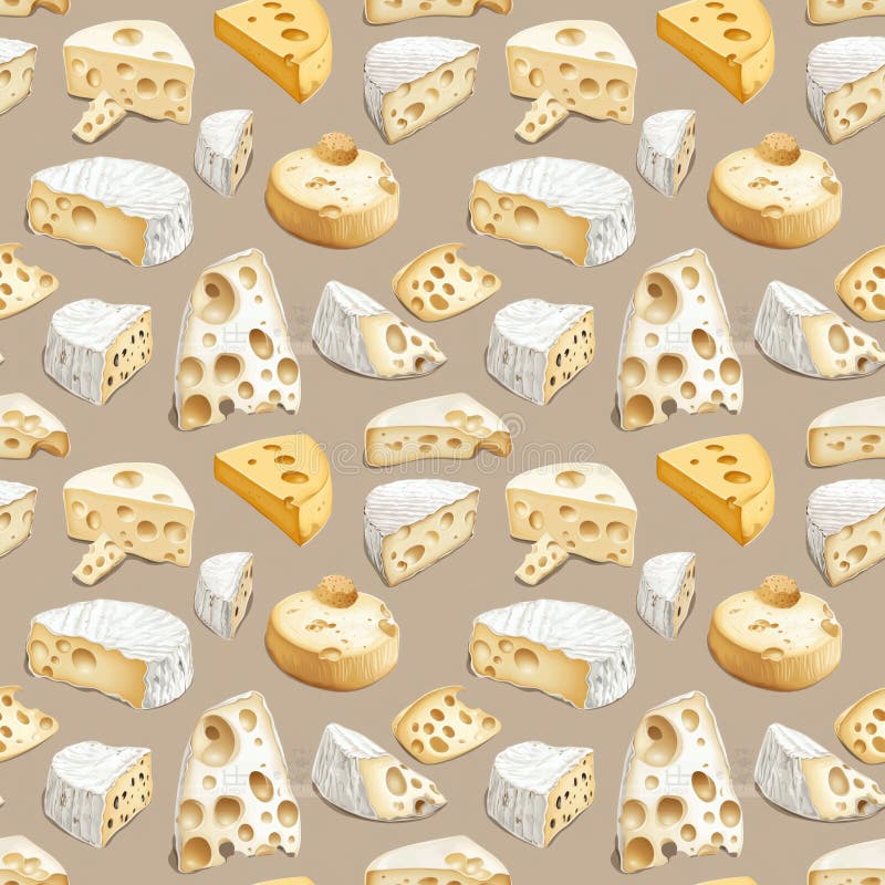 A Seamless and Playful Cheese Pattern Featuring Cheese Holes and ...