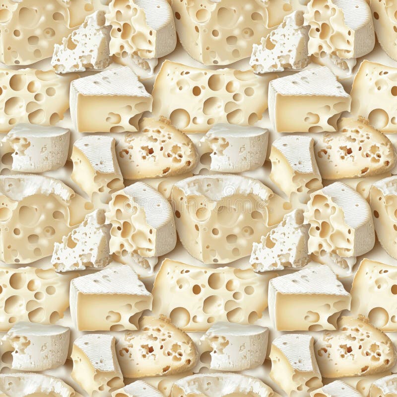A Seamless and Playful Cheese Pattern Featuring Cheese Holes and ...
