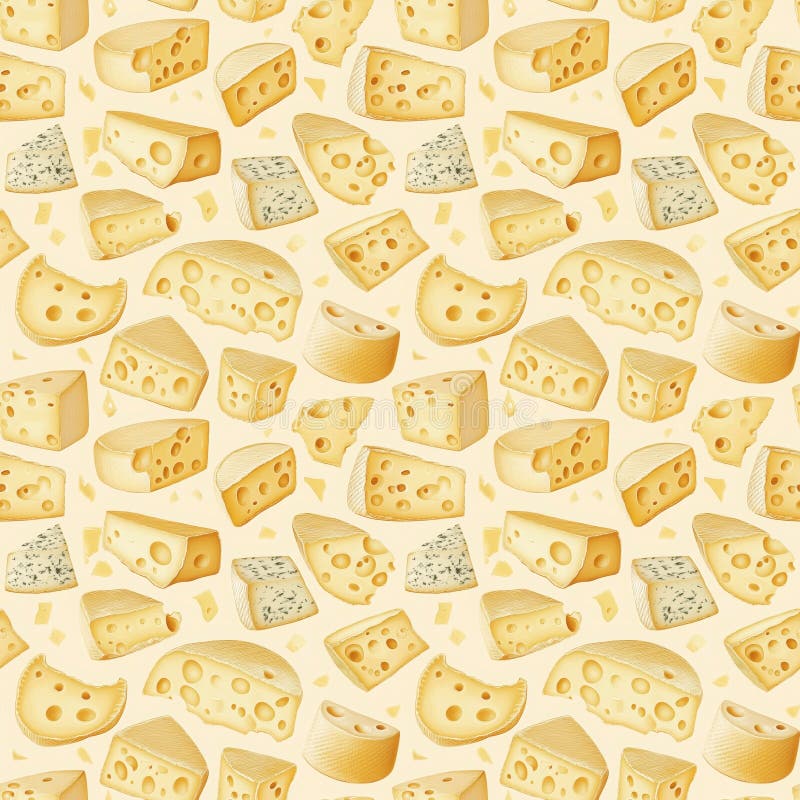 A Seamless and Playful Cheese Pattern Featuring Cheese Holes and ...