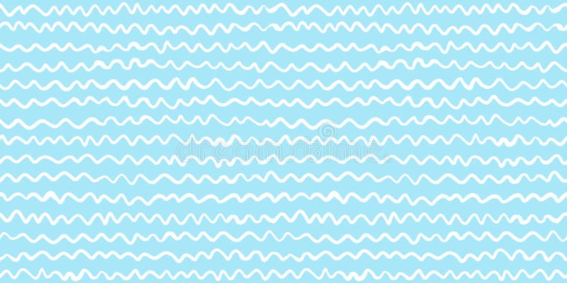 Seamless Playful Hand Drawn Light Pastel Blue Horizontal Squiggly ...