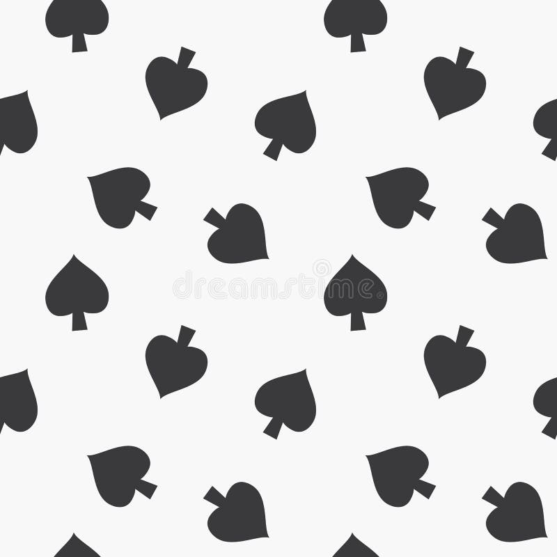 Seamless Spades Playing Card Suit Pattern Painted with Black and White ...