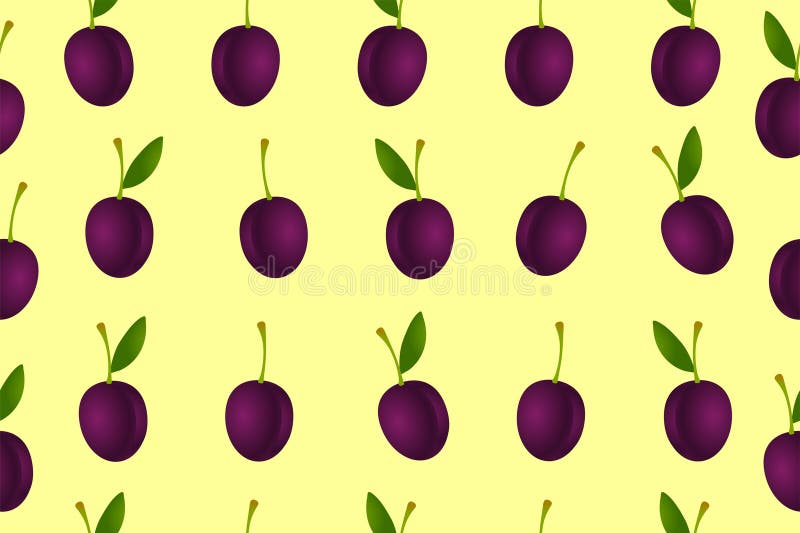 Seamless Plum Pattern. Vector Seamless Pattern with Plums. Fabric Pattern, Textile. Vector ...