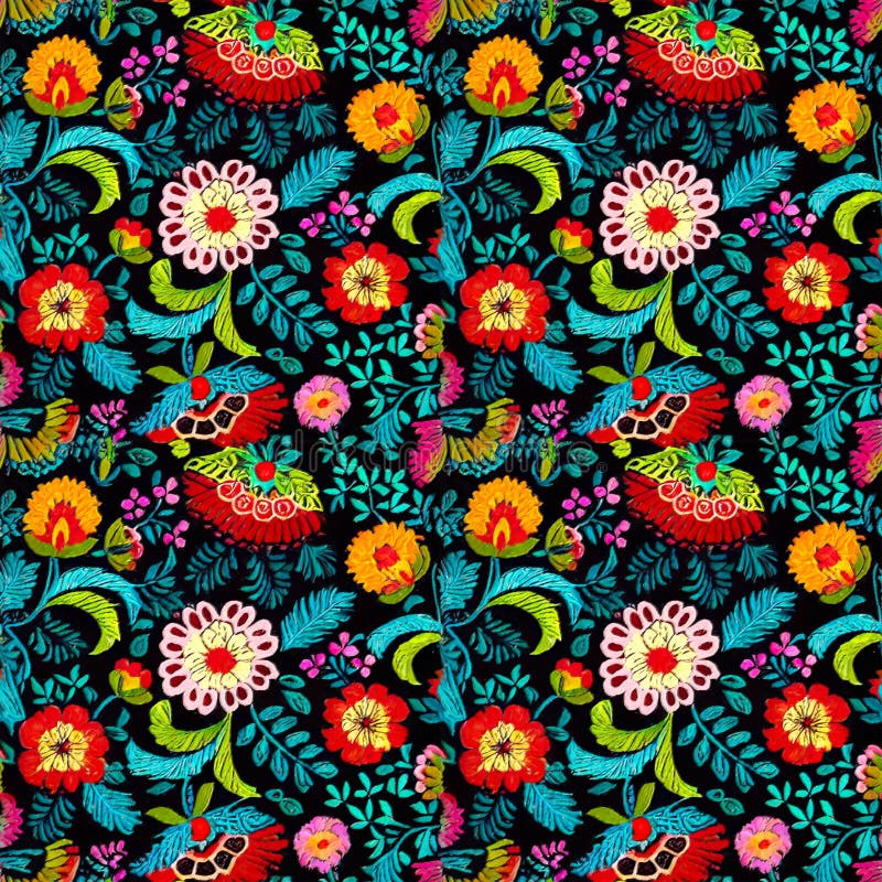Seamless Polish Folk Floral Pattern Stock Illustration - Illustration ...