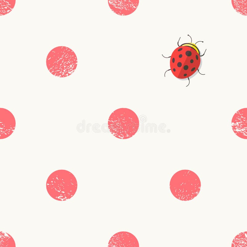 Seamless Polka Dot Background with Ladybug Stock Vector - Illustration ...