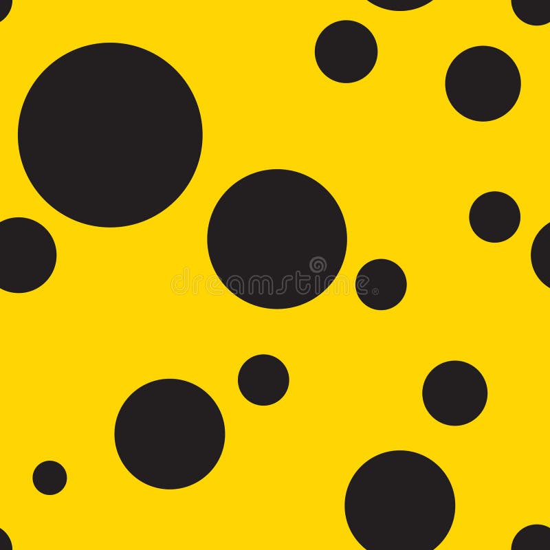 Seamless Polka Dot Pattern Background in Yellow and Black Stock ...
