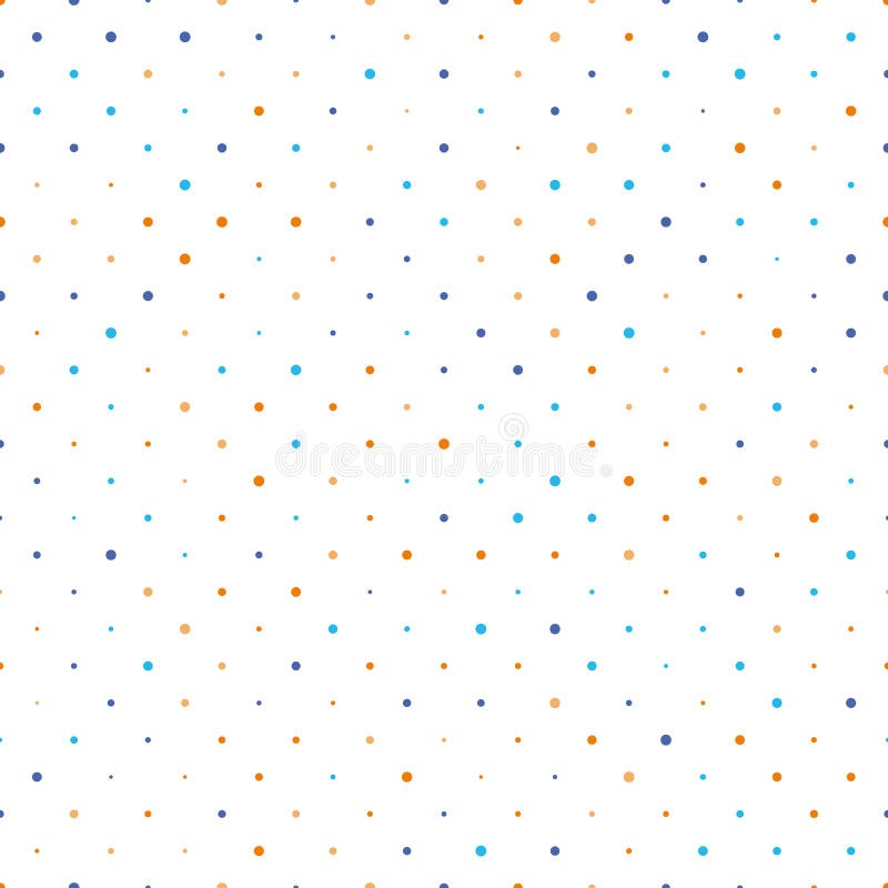 Seamless Polka Dot Pattern. Orange and Blue Dots in Random Sizes on ...