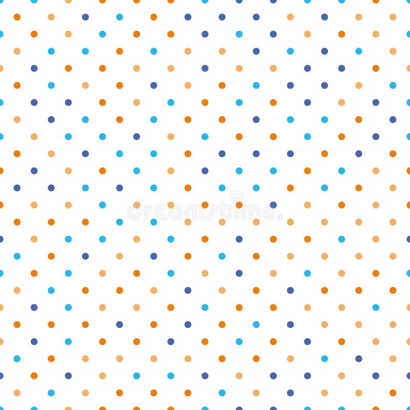 Seamless Polka Dot Pattern. Orange and Blue Dots in Random Sizes on ...