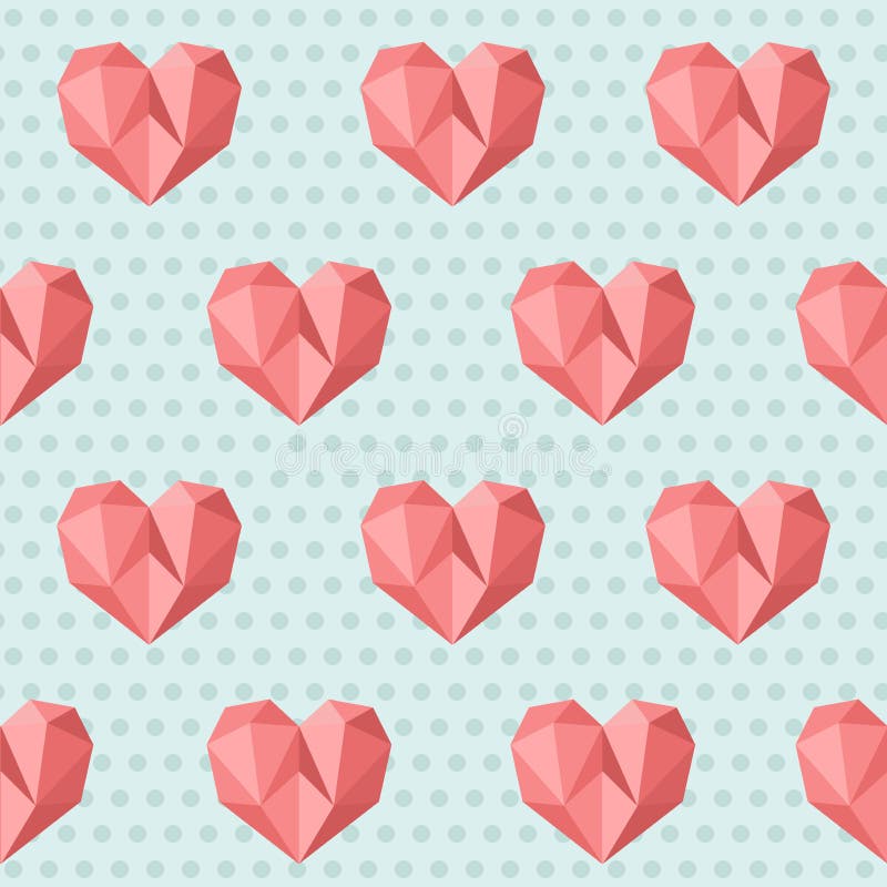 Seamless Poly Heart Blue Vintage Geometric Pattern Stock Vector ...