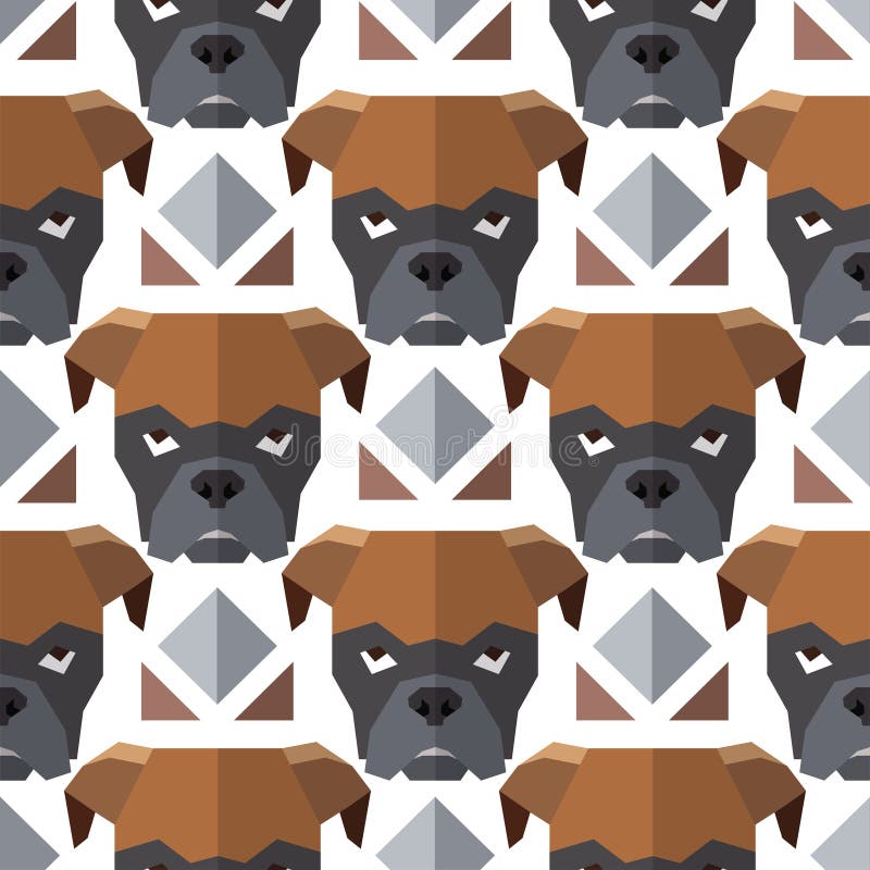 Seamless Polygonal Pattern with Bulldog Head. Stock Vector ...