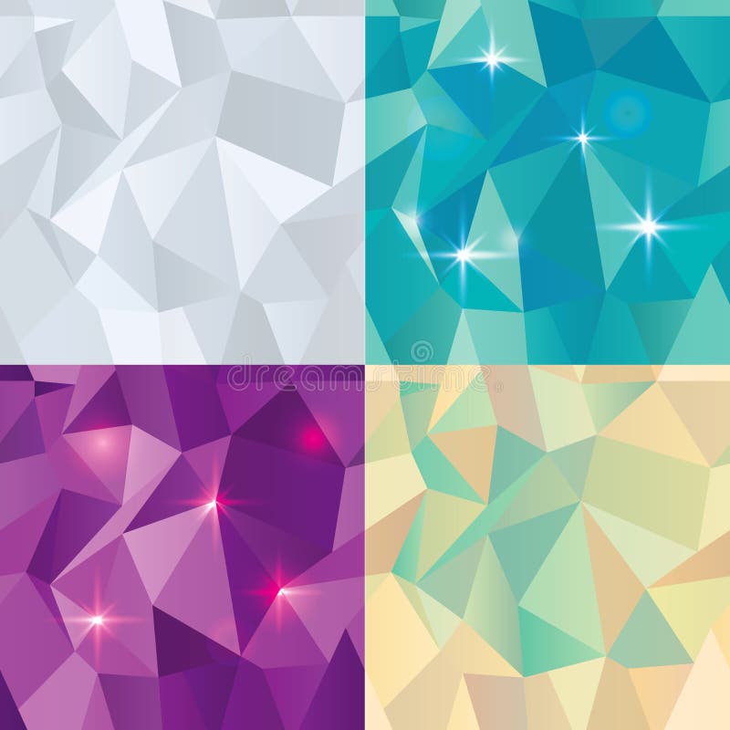 Seamless Polygonal Pattern Set, Background Stock Vector - Illustration ...