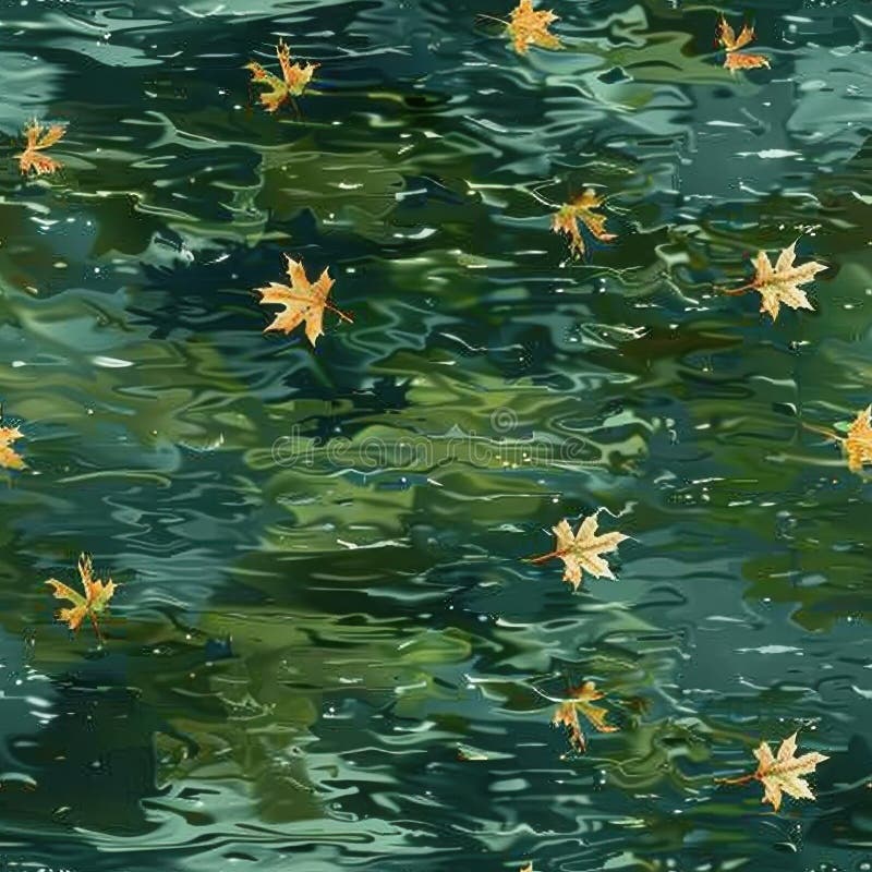 Seamless Pond Reflection Texture with Floating Leaves Stock Image ...
