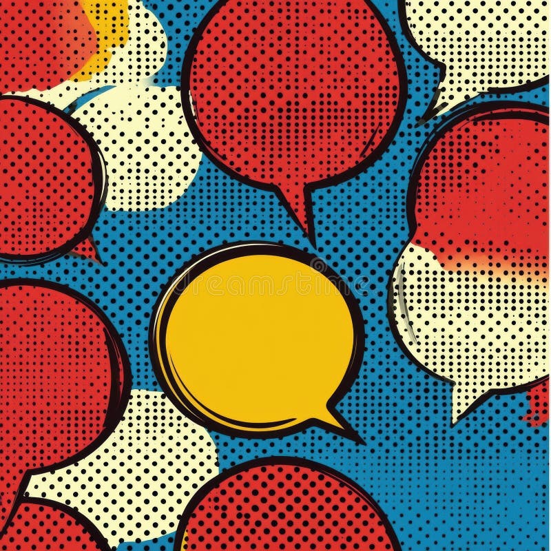 Seamless Pop-art Comic Pattern with Bold Colors and Speech Bubbles for ...
