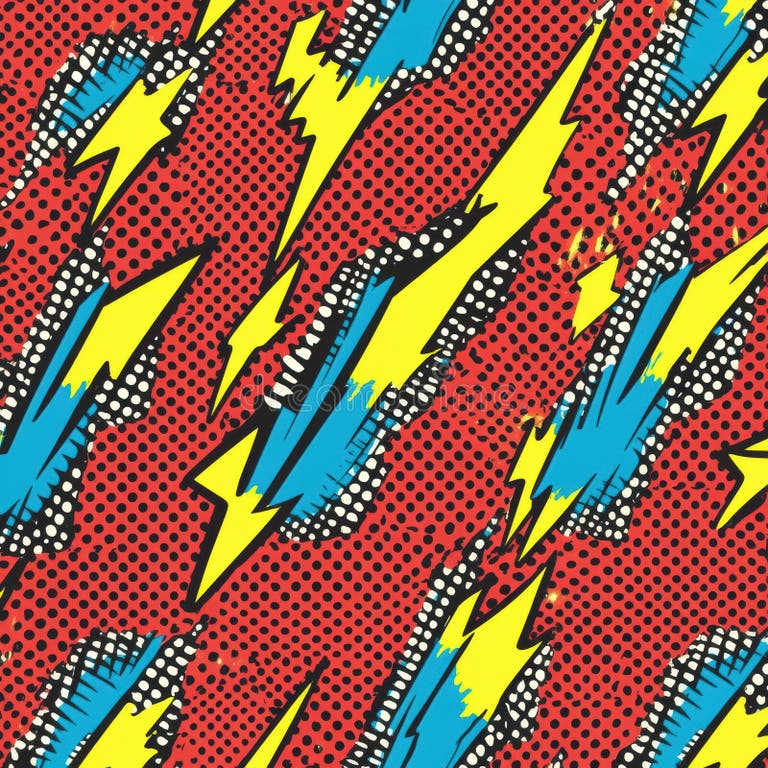 Seamless Pop-art Superhero Pattern Featuring Bold Bursts and Dynamic ...