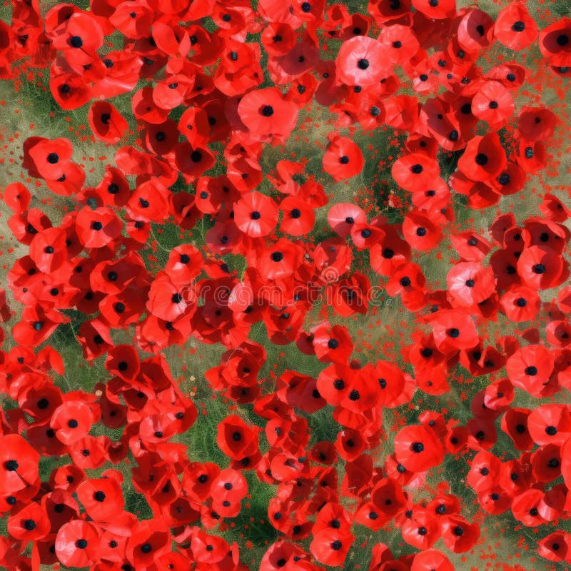 Seamless Poppy Field Texture Stock Illustration - Illustration of ...