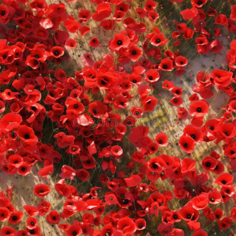 Seamless Poppy Field Texture Stock Illustration - Illustration of bloom ...