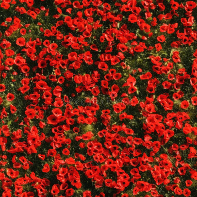 Seamless Poppy Field Texture Stock Illustration - Illustration of ...