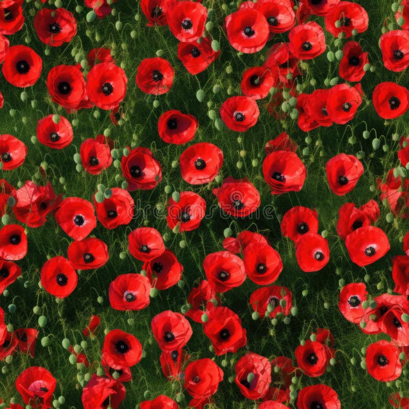 Seamless Poppy Field Texture Stock Illustration - Illustration of ...