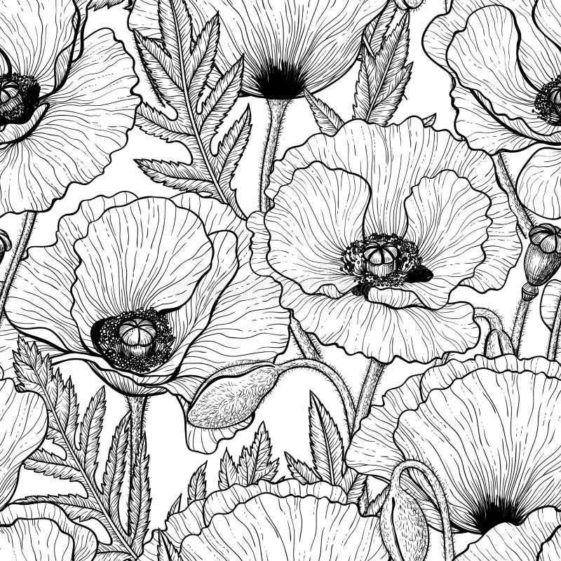 Seamless poppy pattern stock illustration. Illustration of vector ...