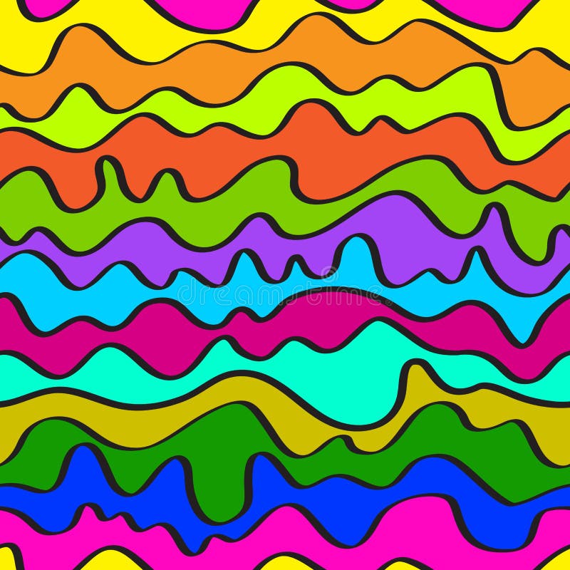 Seamless Positive Vector of Wavy Lines, Abstract Liquid Pattern, Bright ...