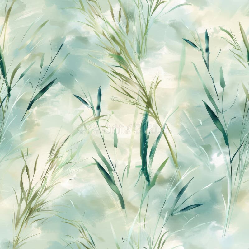 Seamless Prairie Grass Pattern with Gentle Breeze and Painterly Texture ...
