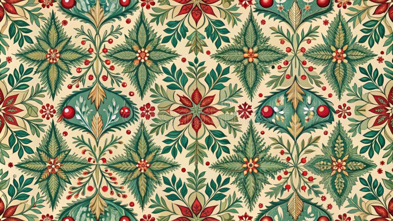 Seamless Pre-Raphaelite Style Nativity Pattern.Endless Floral Vintage ...