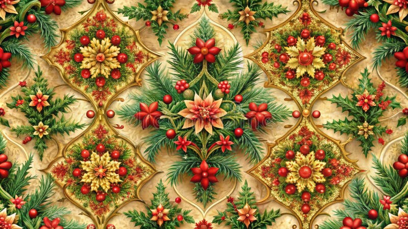 Seamless Pre-Raphaelite Style Nativity Pattern.Endless Floral Vintage ...