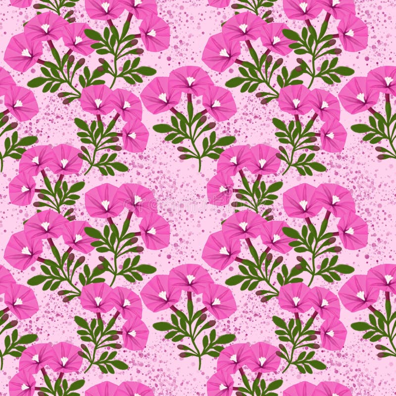 Seamless Print of Flowers in Pink Theme Stock Illustration ...