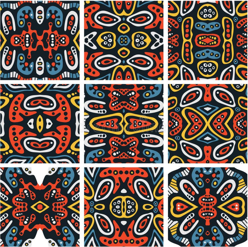 Seamless Psychedelic Ornaments. Stock Vector - Illustration of cool ...