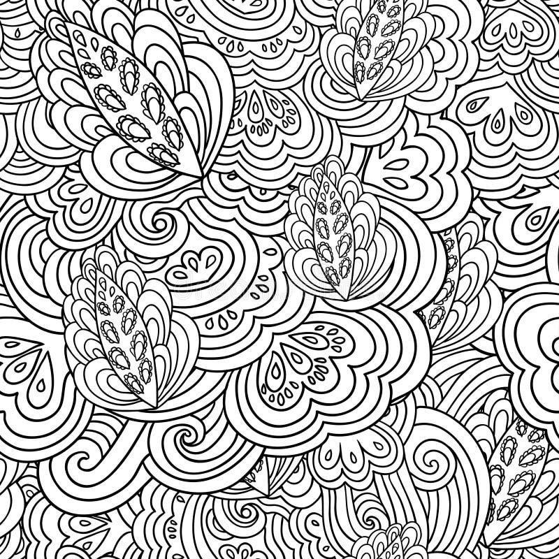 Seamless Psychedelic Pattern with Crazy Black and White Ornamental ...