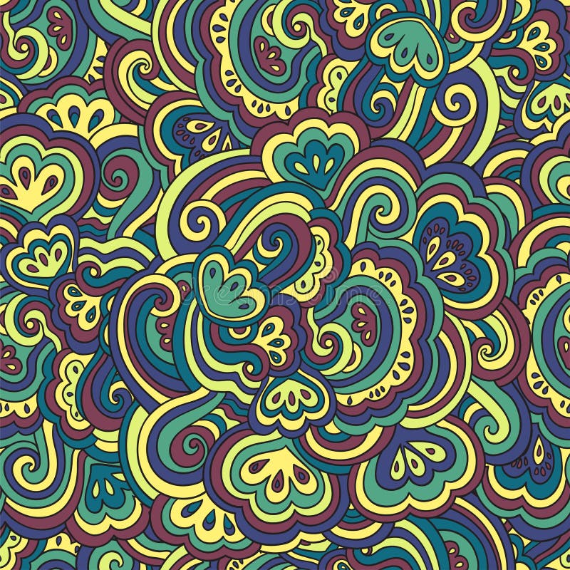 Seamless Psychedelic Pattern with Crazy Colorful Ornamental Elements ...