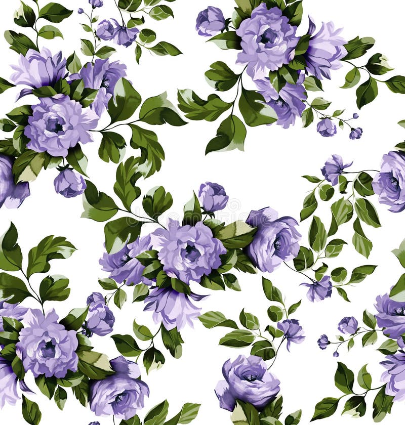 Purple flower pattern stock illustration. Illustration of seamless ...