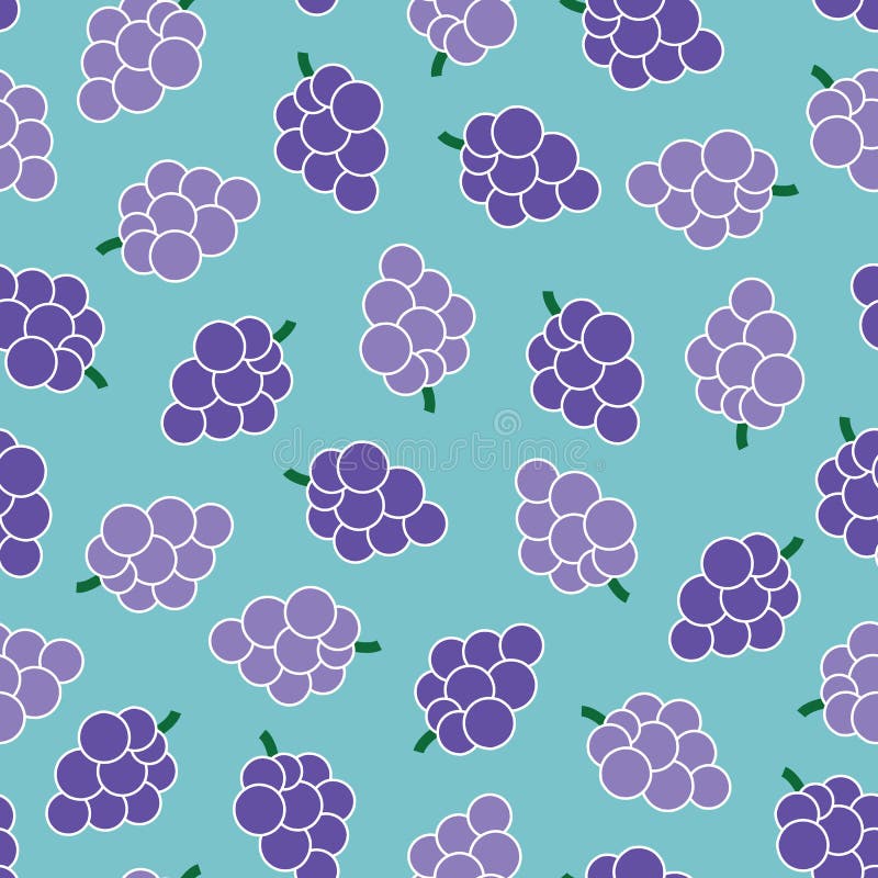 Seamless Purple Grapes Pattern on Blue Background 库存例证 - 插画 包括有 食物, 打印 ...