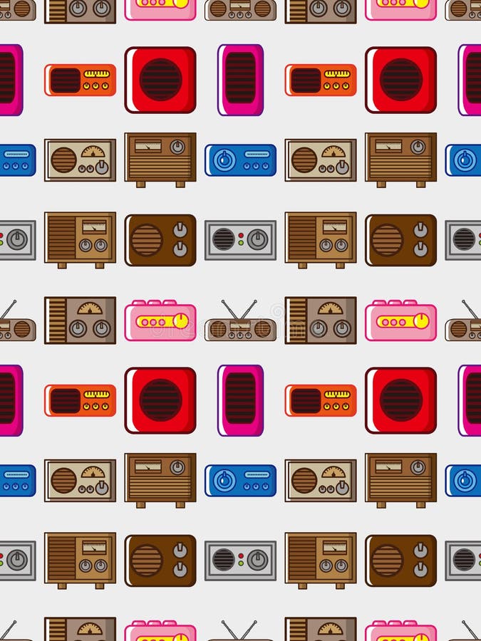 Retro Radio stock vector. Illustration of seamless, white - 11681555