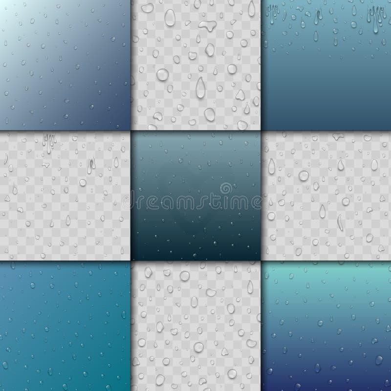 Seamless Rain Water Drops and Splash Pattern Background Vector Blue ...