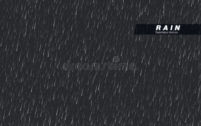 Seamless Rainfall Texture. Rain Drop. Vector Isolated on Dark ...
