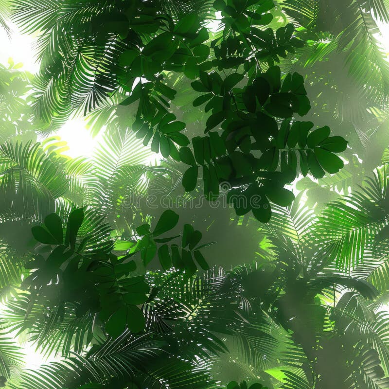 Seamless Rainforest Canopy Pattern â€ Sunlight Filtering through Dense ...