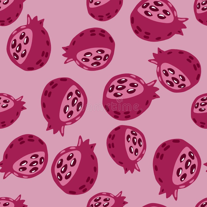 Seamless Random Garnet Pattern. Stylized Fruit Print in Pastel Pallete ...