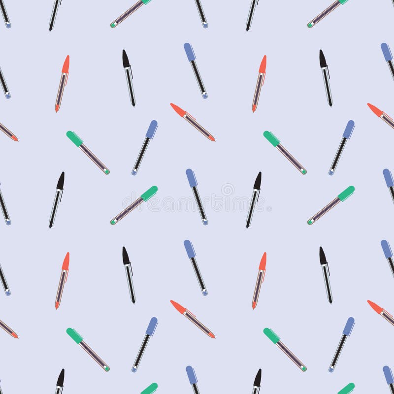 A Seamless Random Pattern of Ballpen on a Blue Background in a School ...