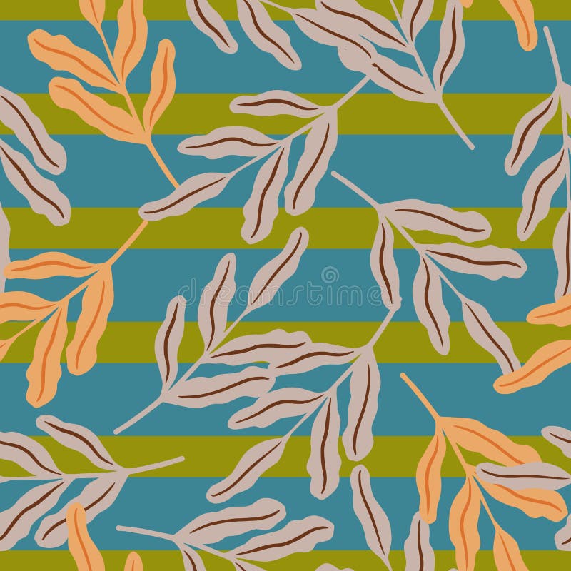 Seamless Random Pattern with Botanic Simple Contoured Leaf Branches ...