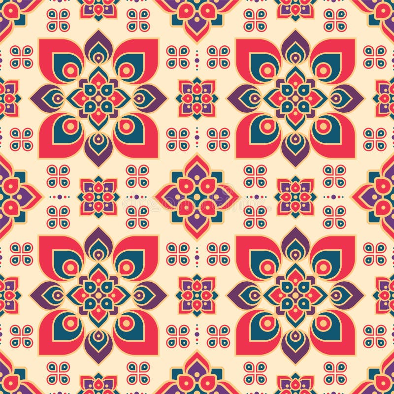 Seamless Rangoli or Floral Pattern Stock Illustration - Illustration of ...