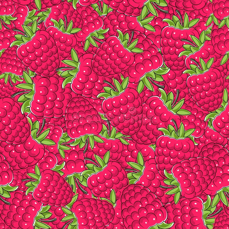 Seamless Raspberries Pattern Stock Vector - Illustration of raspberries ...