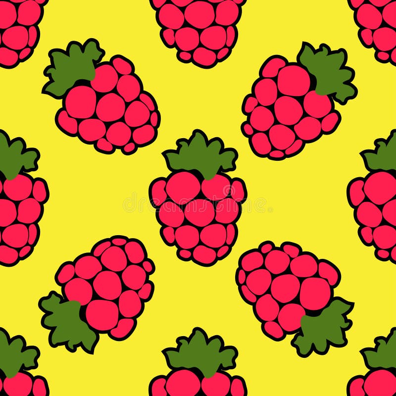 Raspberry on a Red Background Stock Illustration - Illustration of pink ...