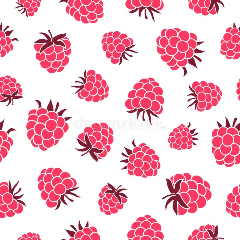 Seamless Raspberry Pattern. Vector Berry Print Stock Vector ...