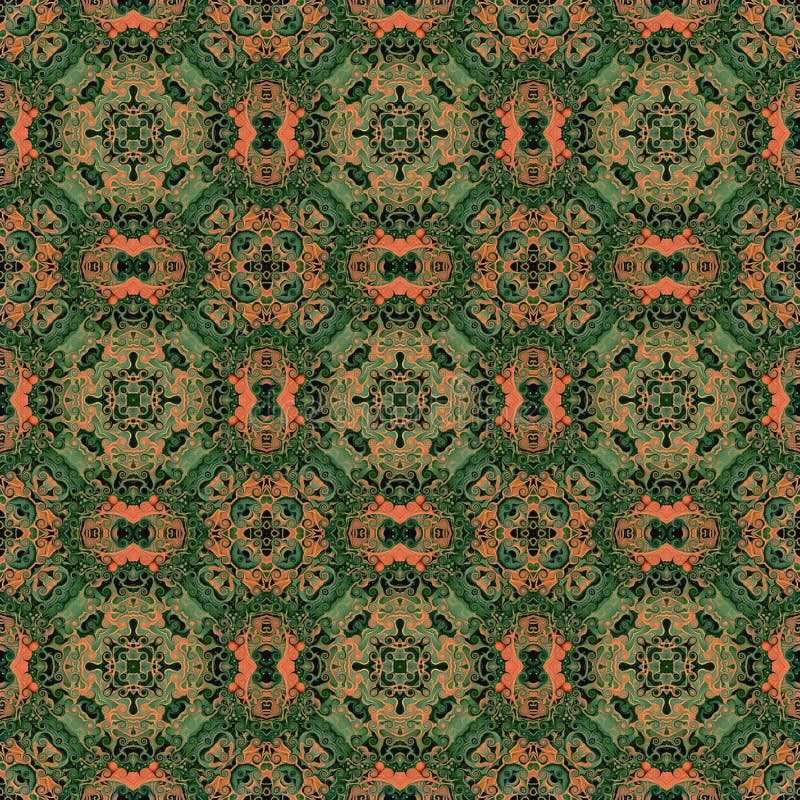 Seamless Raster Pattern in Oriental Style Flower Psychedelic Mosaic ...